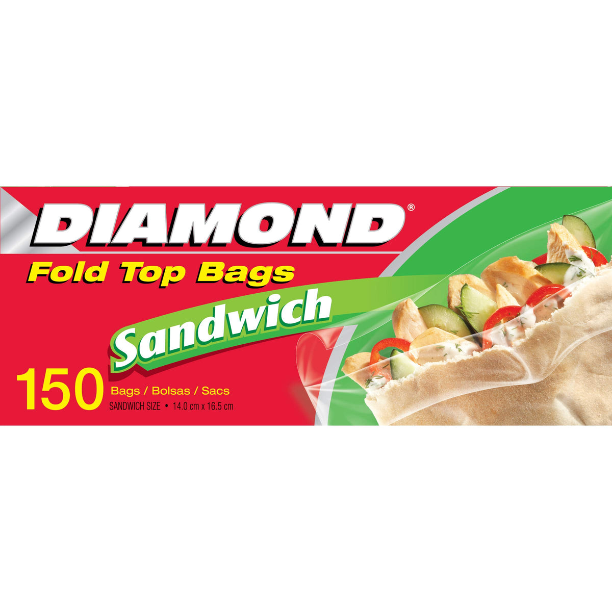 Diamond Sandwich Bag Fold Top 150'S, Medium – BAMS